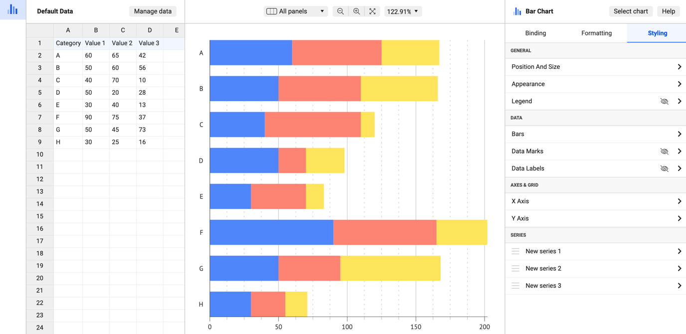 How to add totals in Datylon stacked bar and area chart