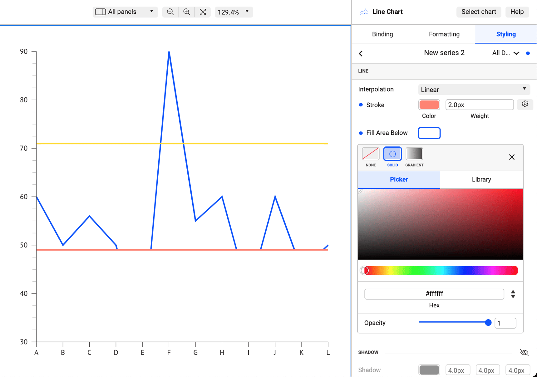 How to add a reference band to a line chart